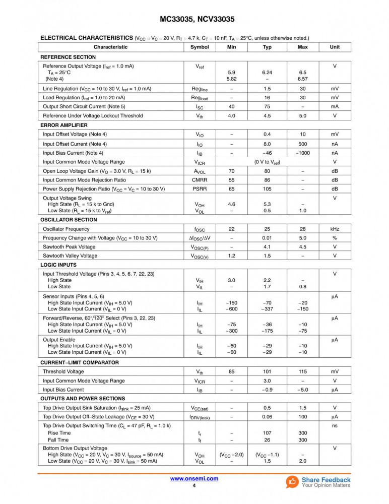 NCV33035 datasheet page 4