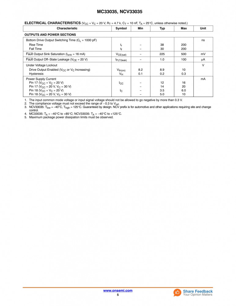 NCV33035 datasheet page 5