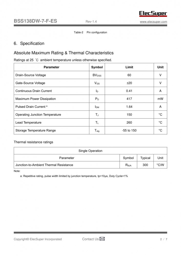 BSS138DW-7-F-ES datasheet page 2