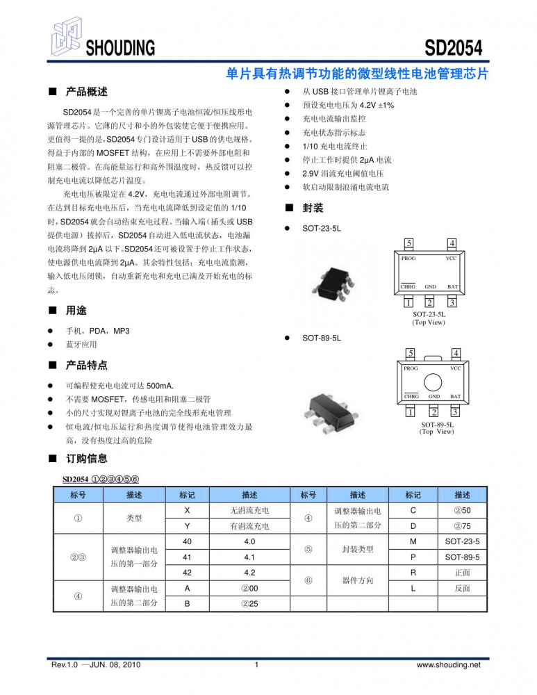 SD2054 datasheet page 1