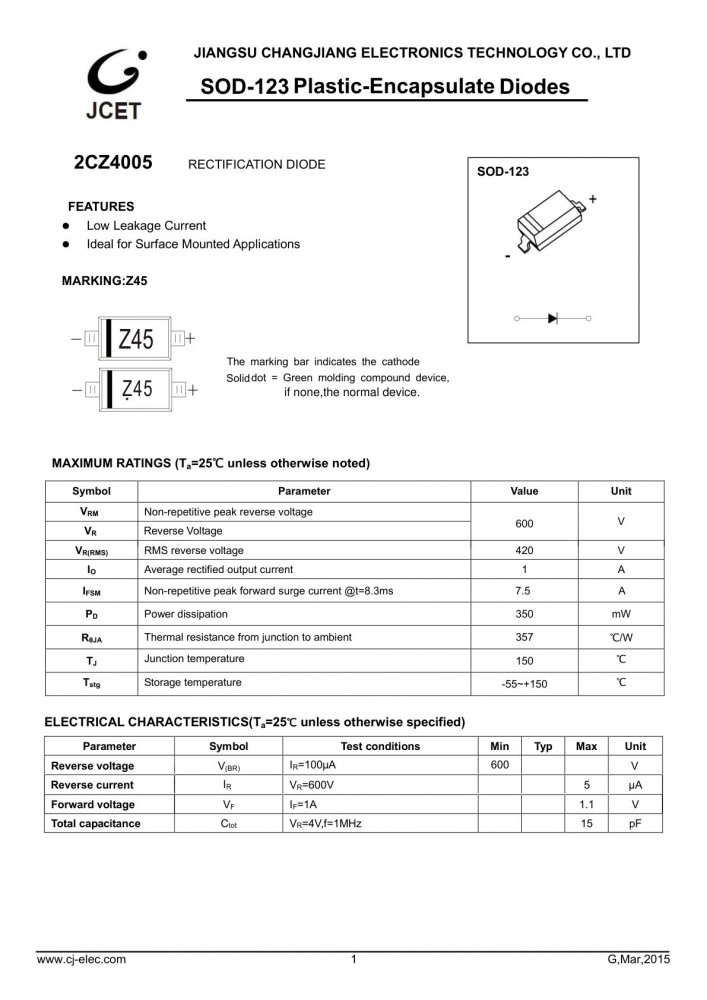 2CZ4005 datasheet page 1