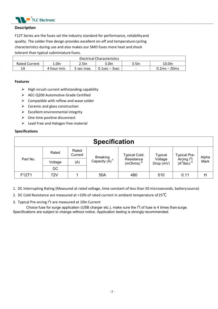 F12T1 datasheet page 2