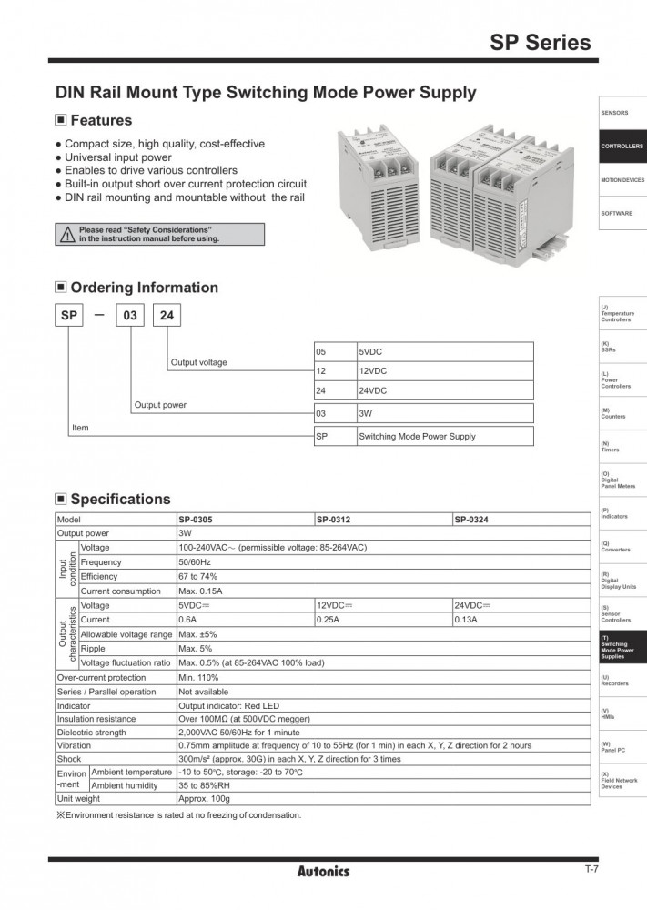 SP Series technical document, page 1