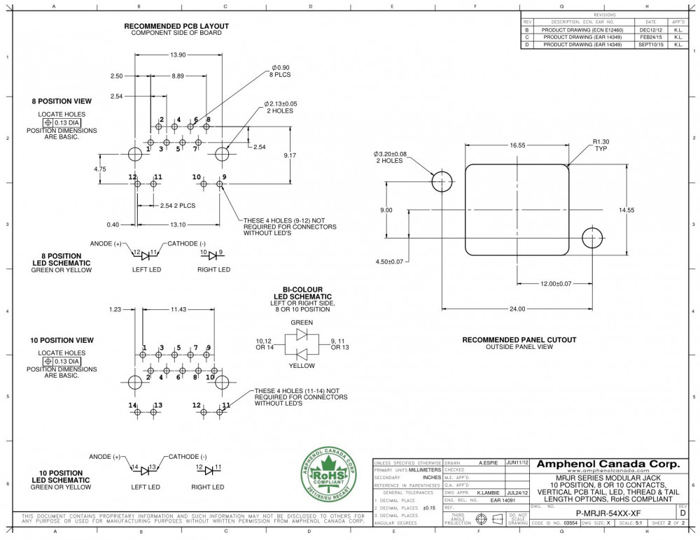 Amphenol MRJR series technical drawing page 2