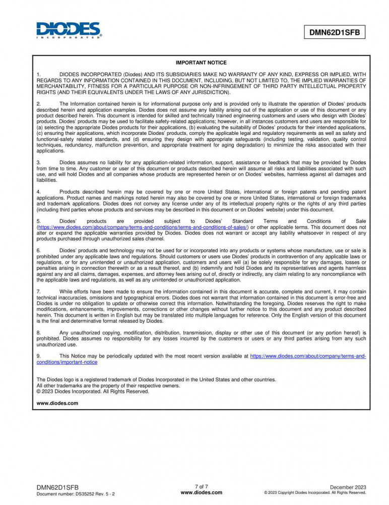 DMN62D1SFB-7B datasheet page 7