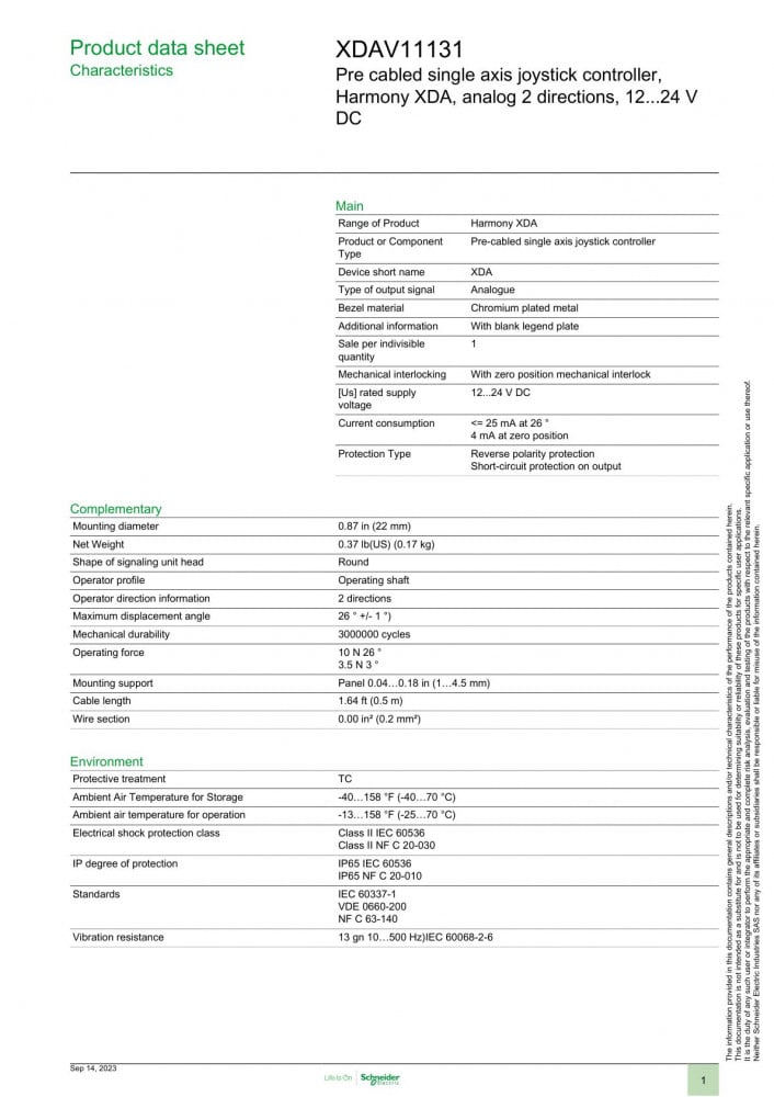 XDAV11131 technical document page 1