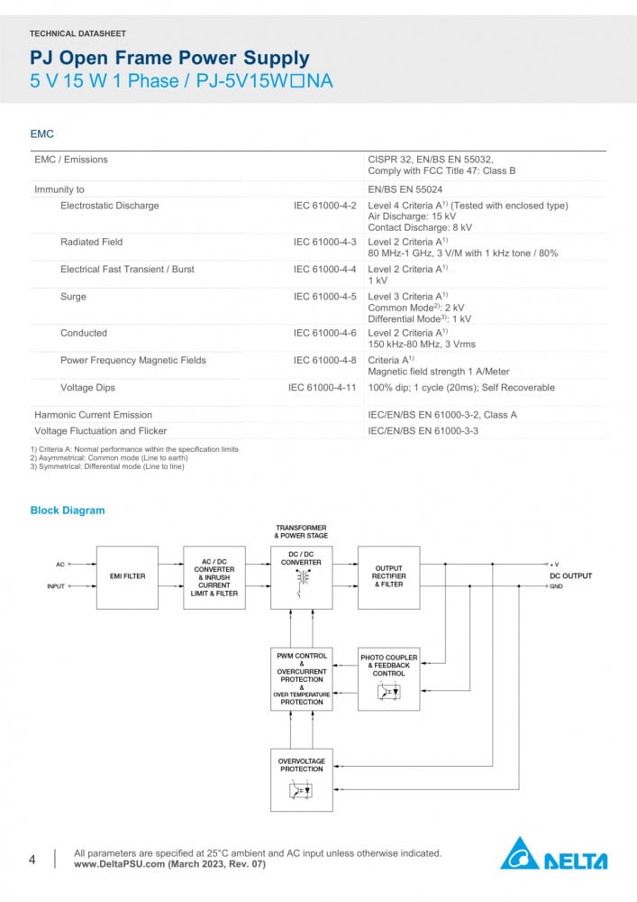 DELTA PJ-5V15WCNA datasheet page 4
