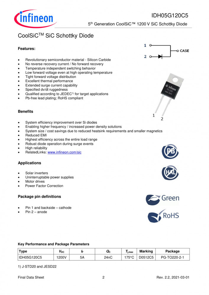 IDH05G120C5 datasheet page 2