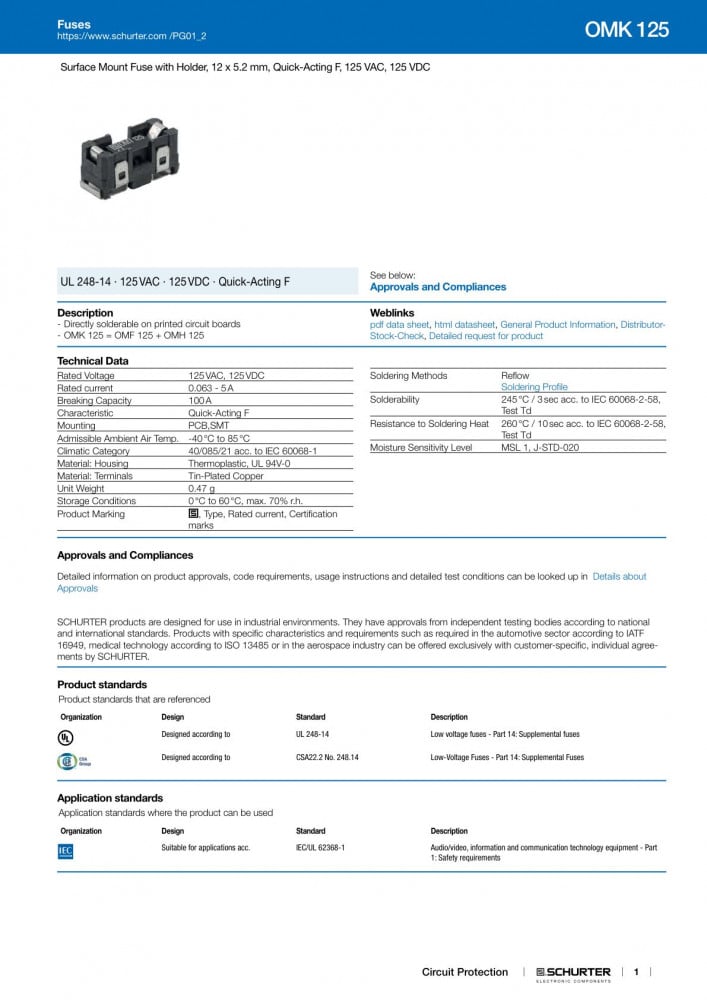 SCHURTER 3404.2312.23 datasheet page 1