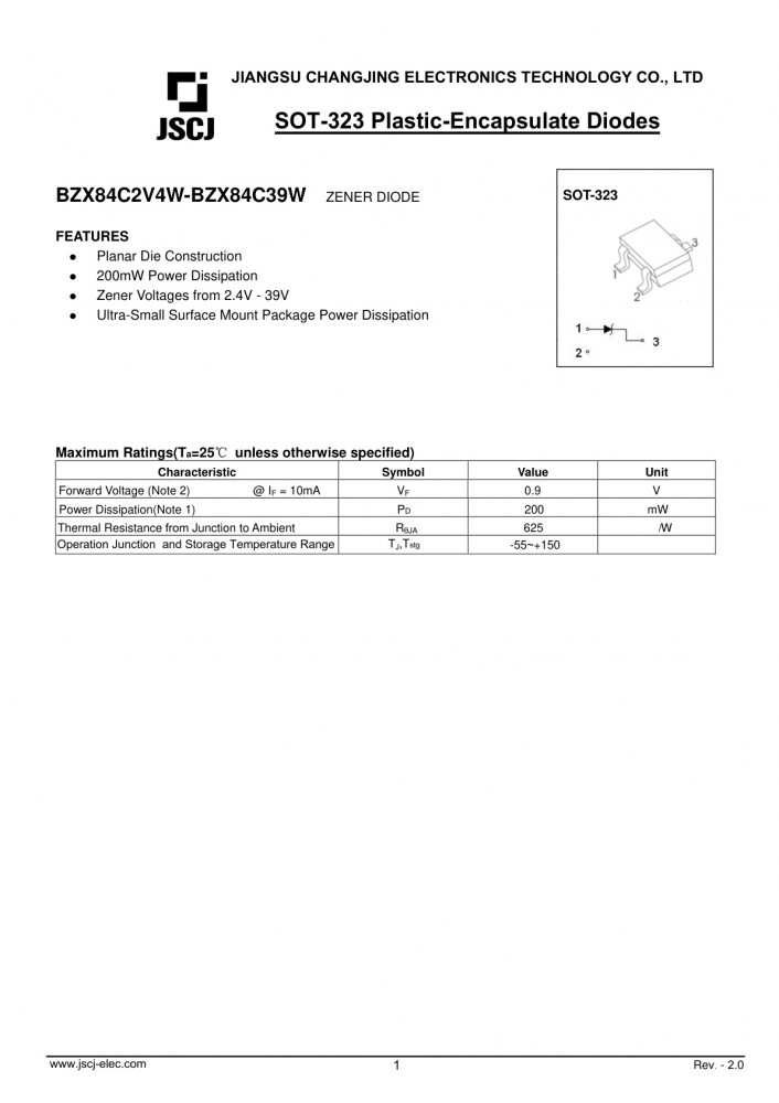 BZX84C15W datasheet page 1