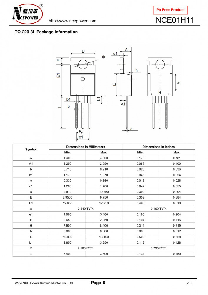 NCE01H11 datasheet page 6