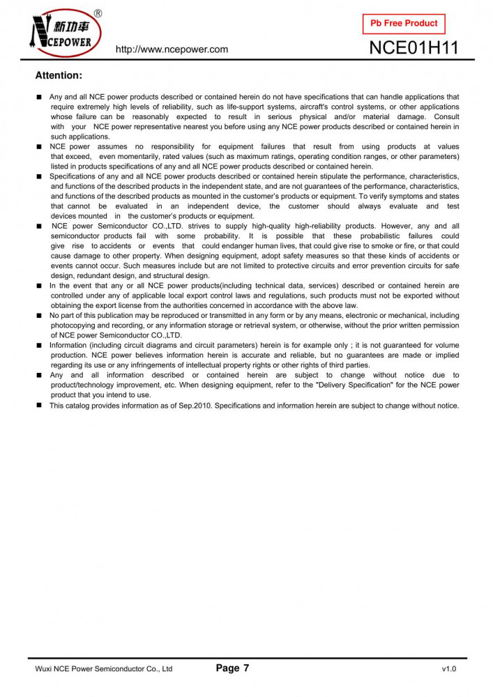 NCE01H11 datasheet page 7