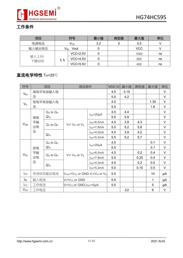 HG74HC595 datasheet page 5