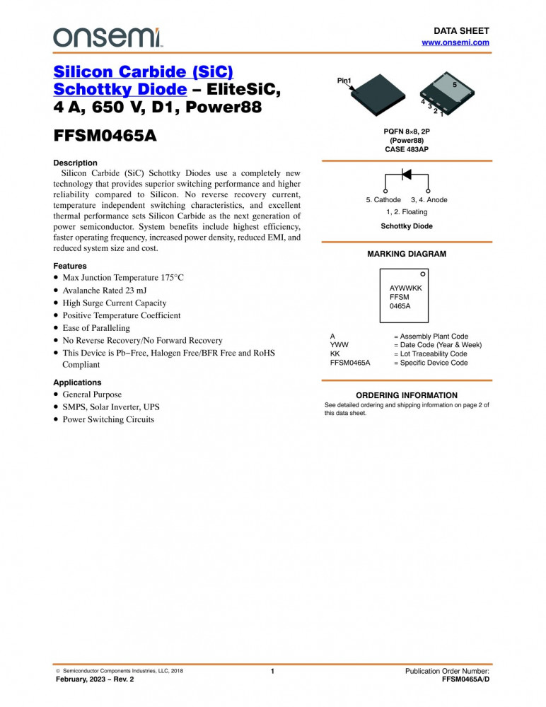 FFSM0465A datasheet page 1