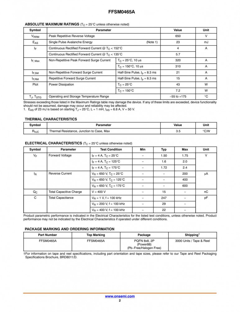 FFSM0465A datasheet page 2