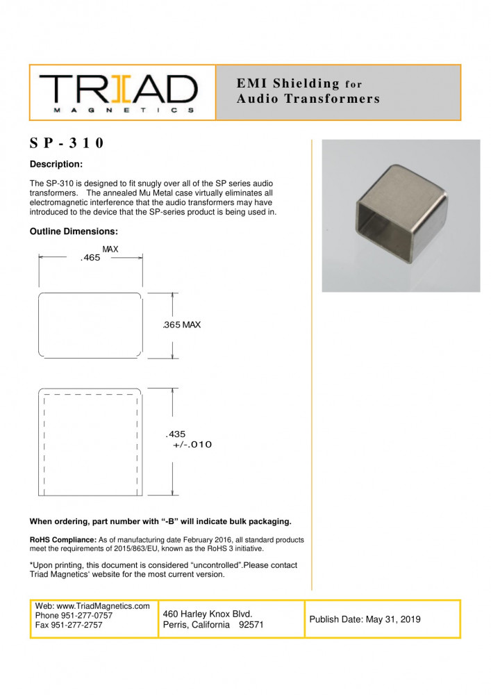 SP-310 product documentation page