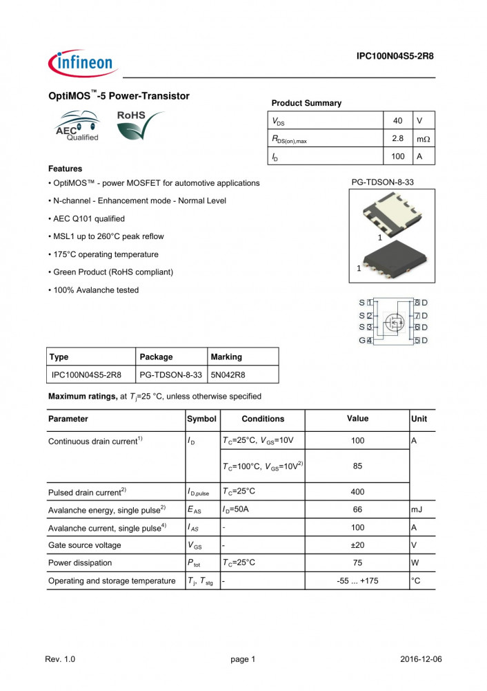 IPC100N04S5-2R8 datasheet page 1