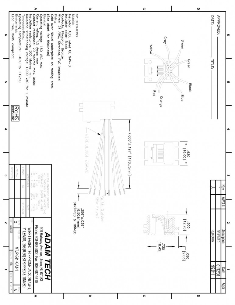 ADAM TECH MTJP-641-X-A1-1 technical drawing preview