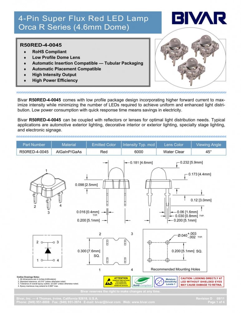 BIVAR R50RED-4-0045 datasheet page 1