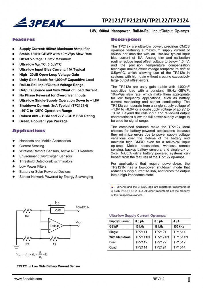 TP2121-TR datasheet page 1