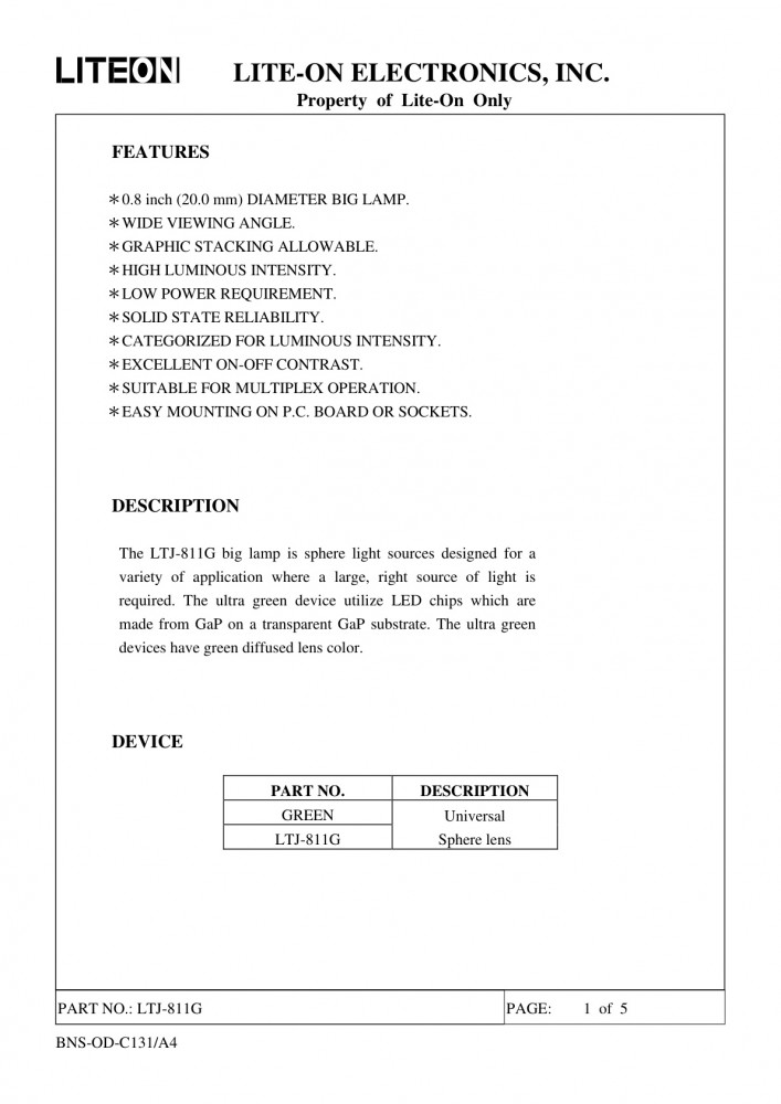LTJ-811G datasheet page 2