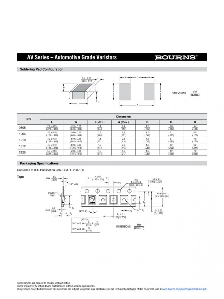 Bourns AV Series datasheet page 8