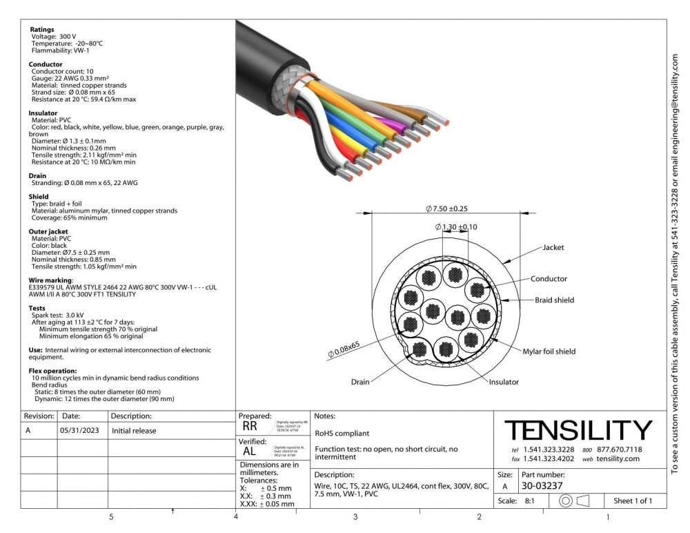 Tensility International 30-03237 cable drawing