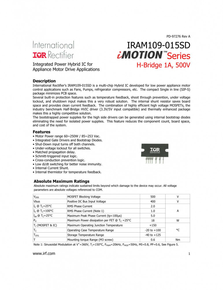 IRAM109-015SD technical document page 1