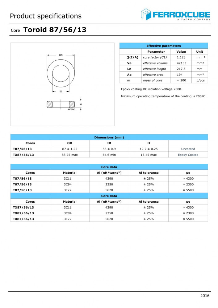 T87/56/13 product technical document preview