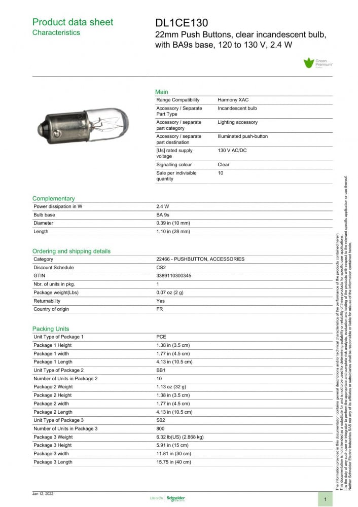 DL1CE130 technical document page 1