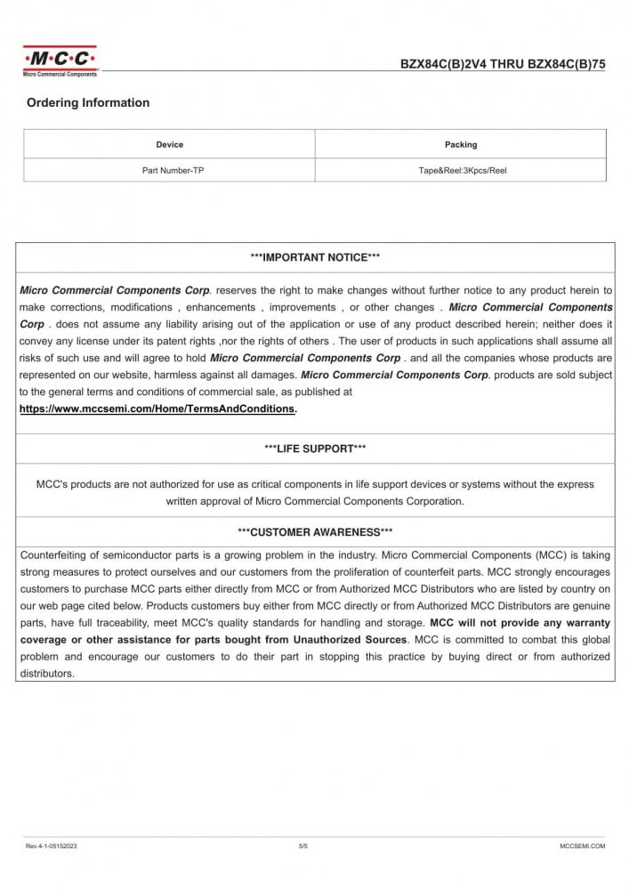 MCC BZX84C series datasheet page 5