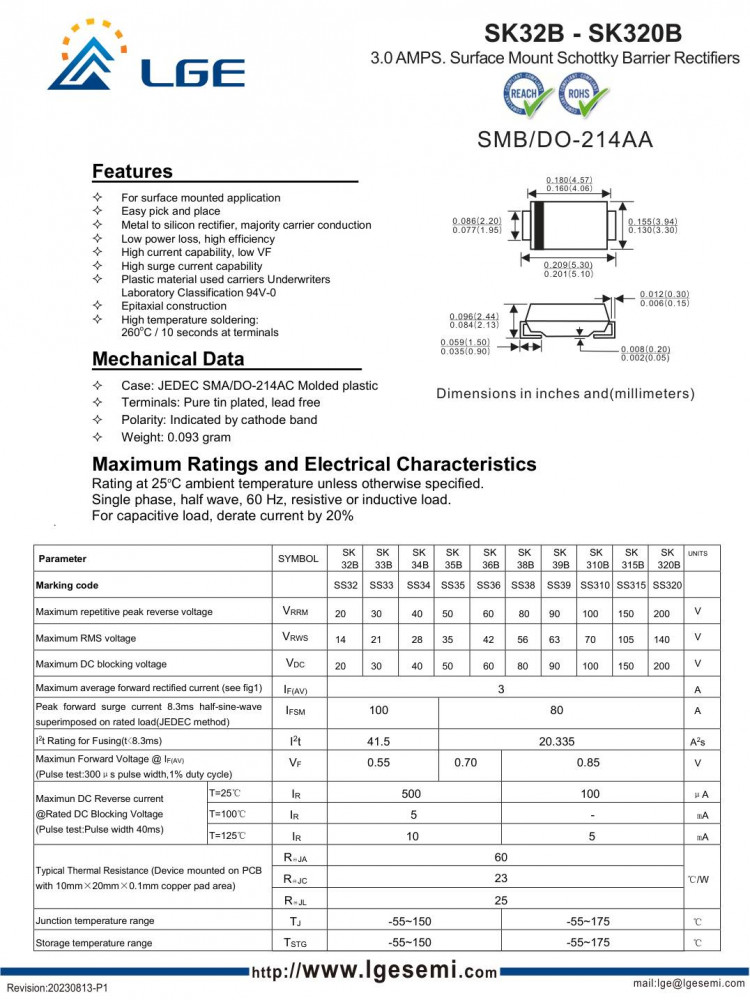 LGE SK34B datasheet page 1