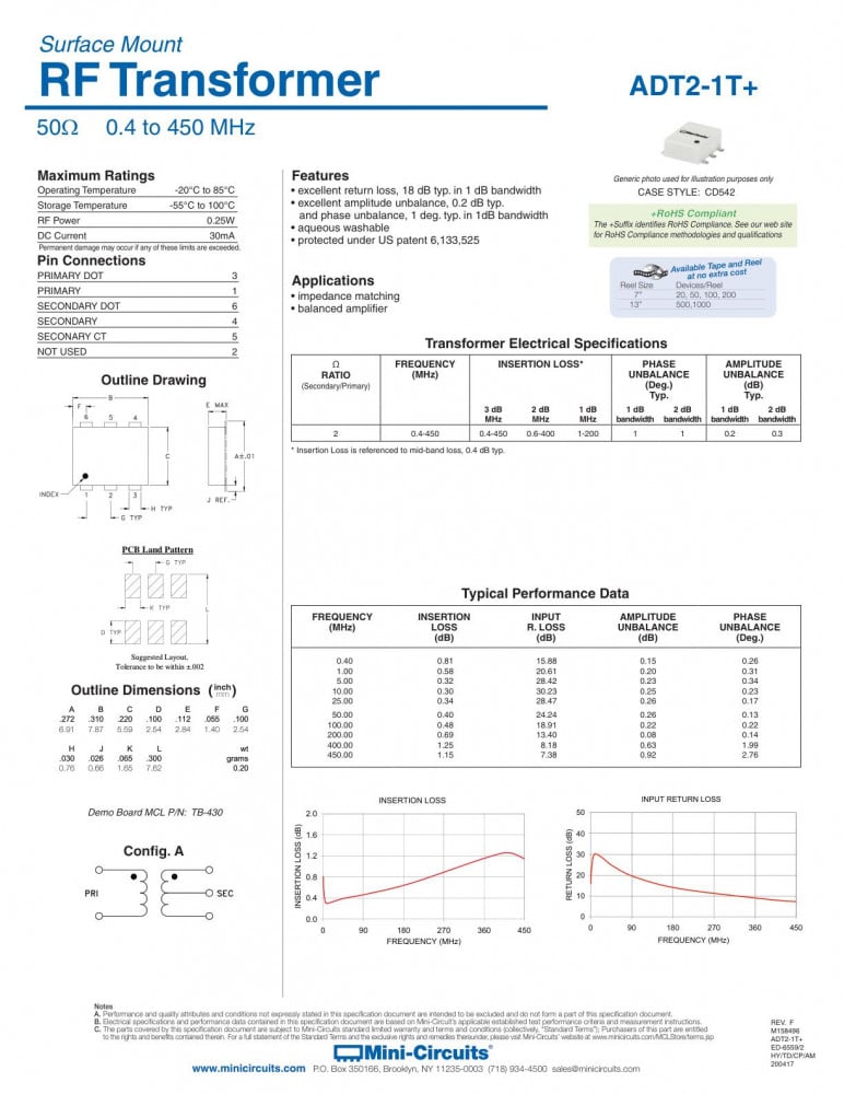ADT2-1T+ technical document page