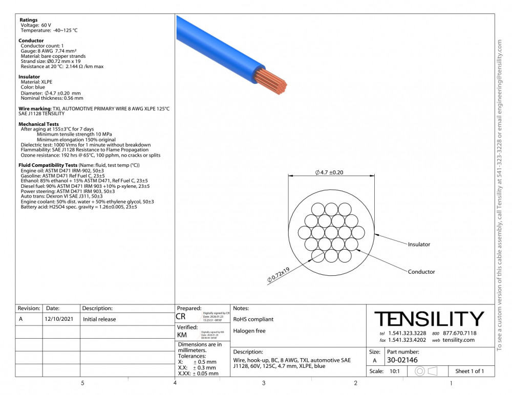 Tensility International 30-02146 product specification sheet