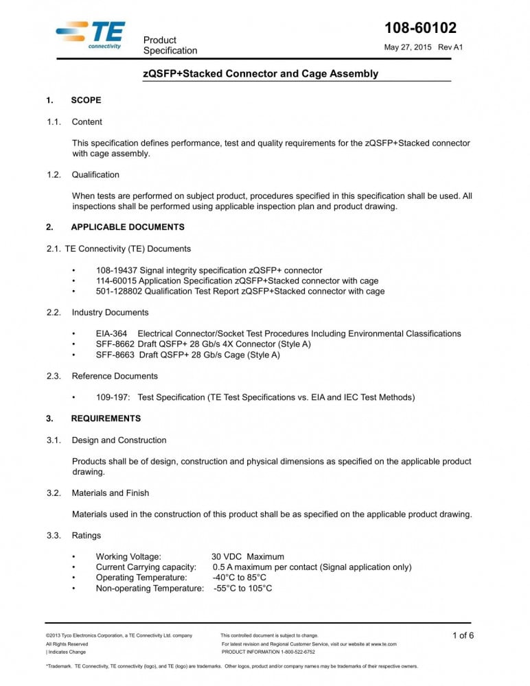 TE Connectivity 2227670-3 technical document page 1