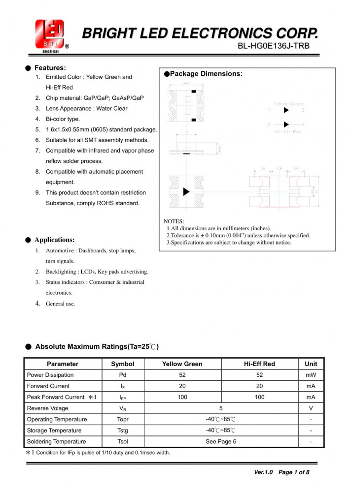 BL-HG0E136J-TRB-AB datasheet page 1