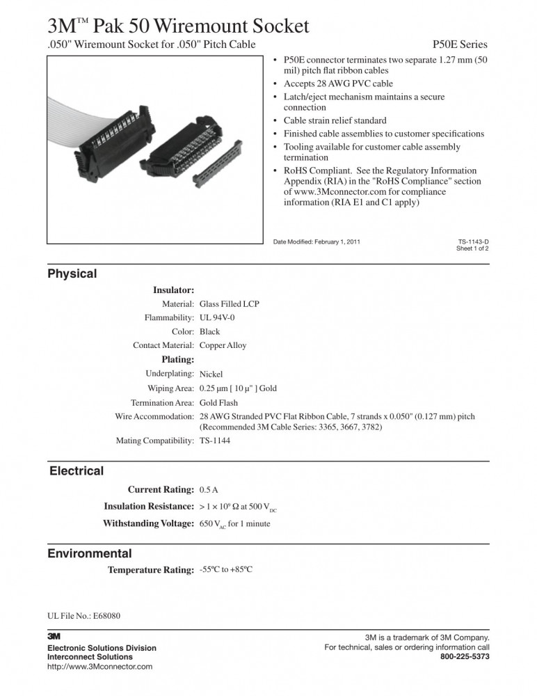 3M P50E-020S-EA technical document page 1