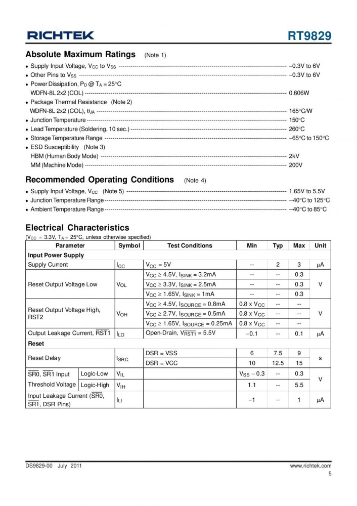 RT9829 datasheet page 5