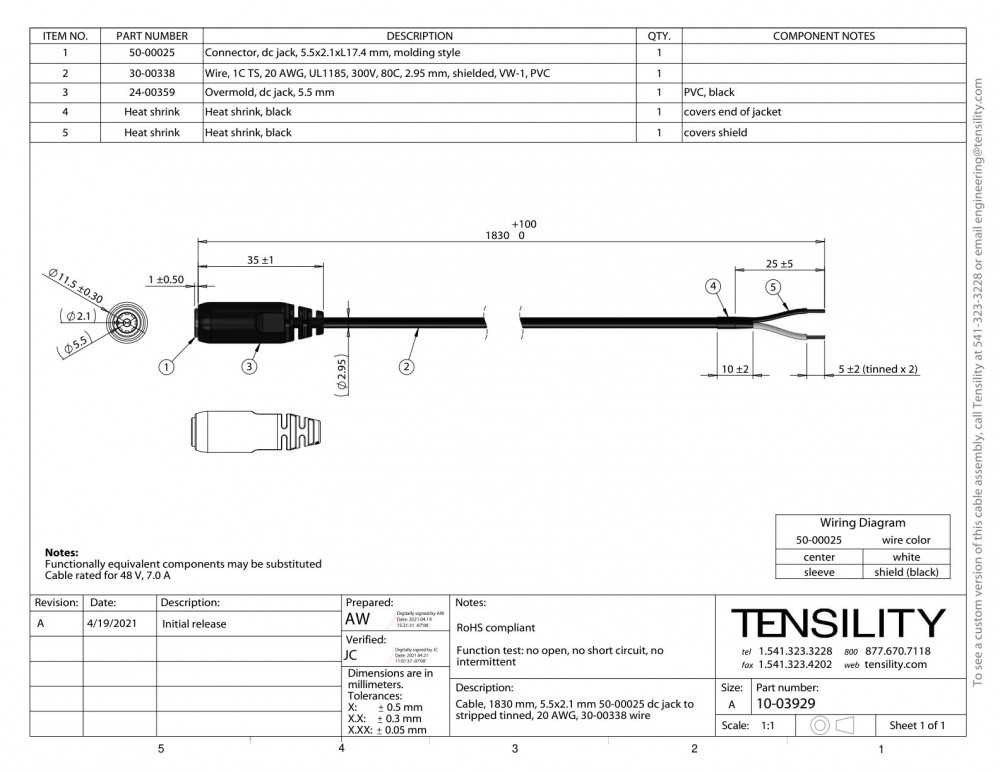 Tensility International 10-03929 product drawing