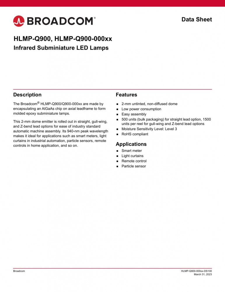 HLMP-Q900-00011 datasheet page 1