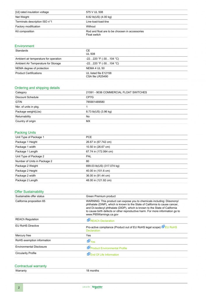 9036GW1 technical document page 2