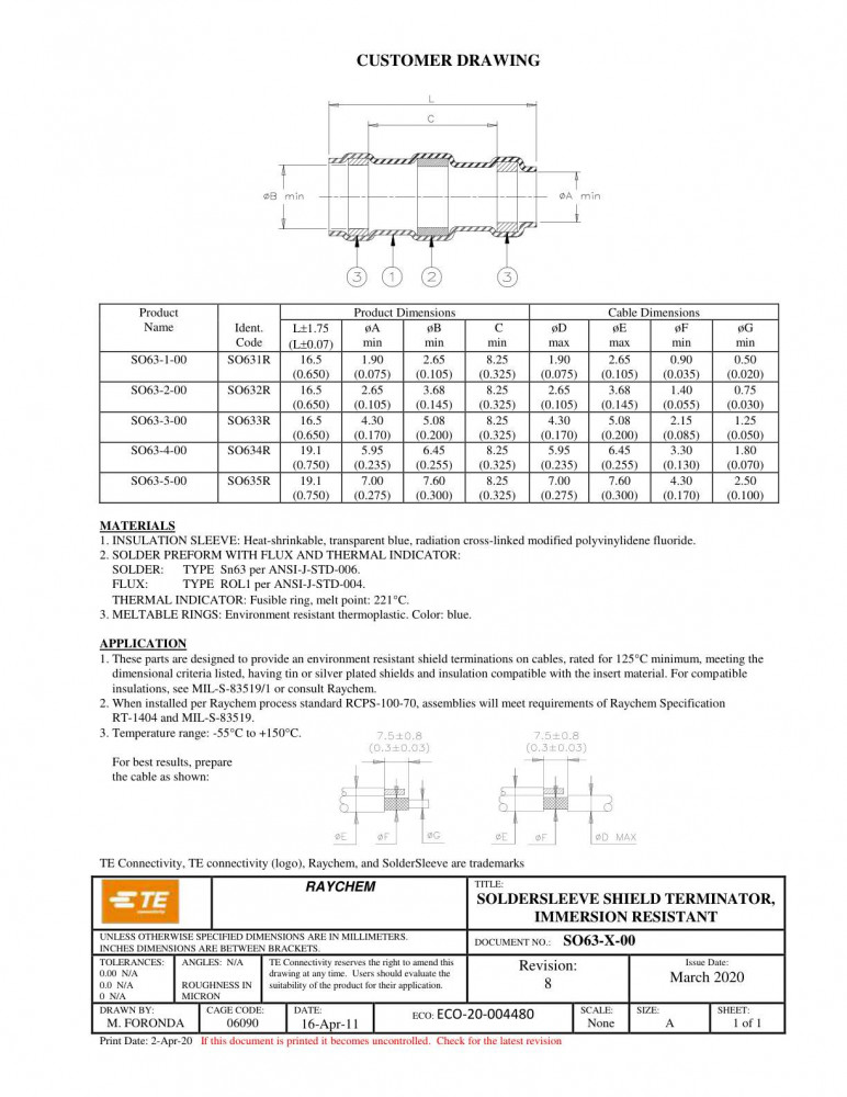 TE Connectivity SO63-X-00 technical drawing preview