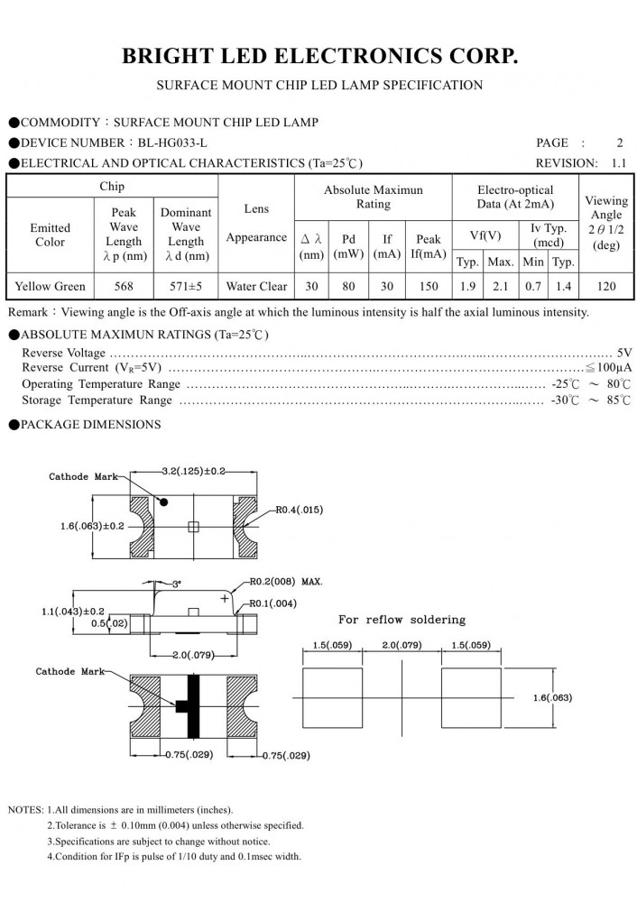 BL-HG033-L-TRB datasheet page 1