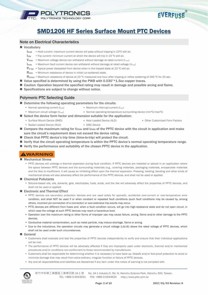 PTTC datasheet page 3