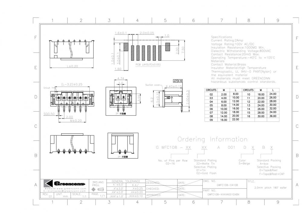 GREENCONN connector drawing page 1