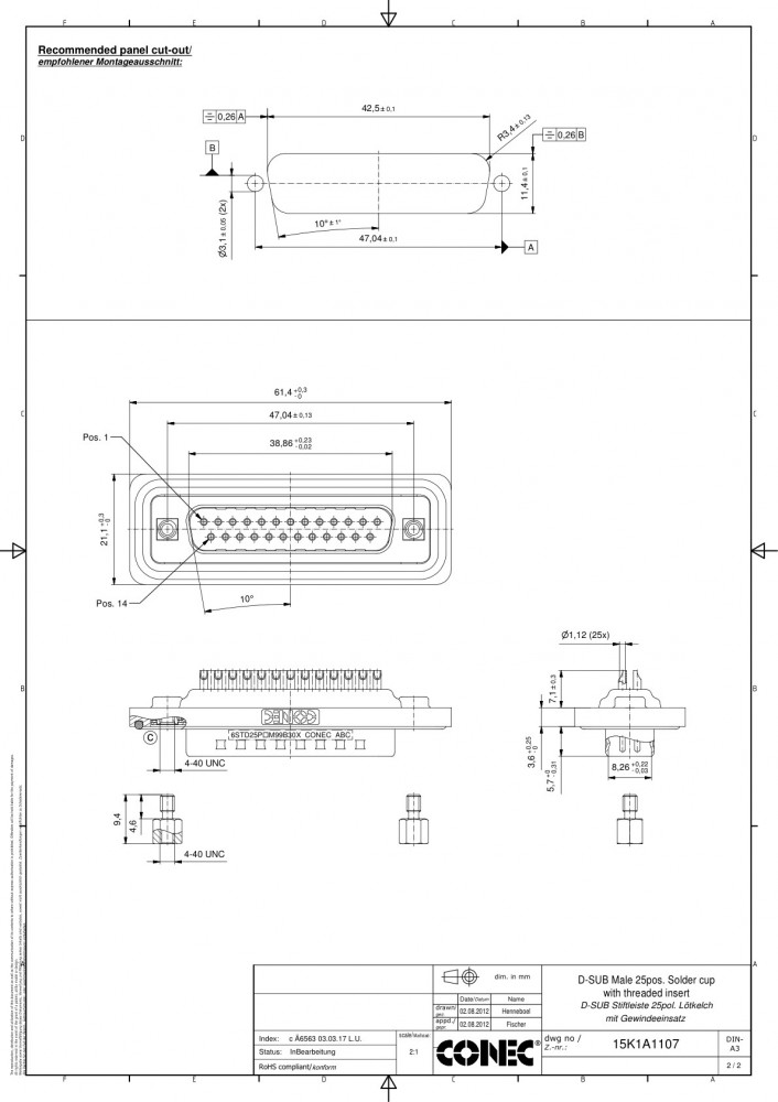Conec 6STD25PAM99B30X technical drawing, sheet 2