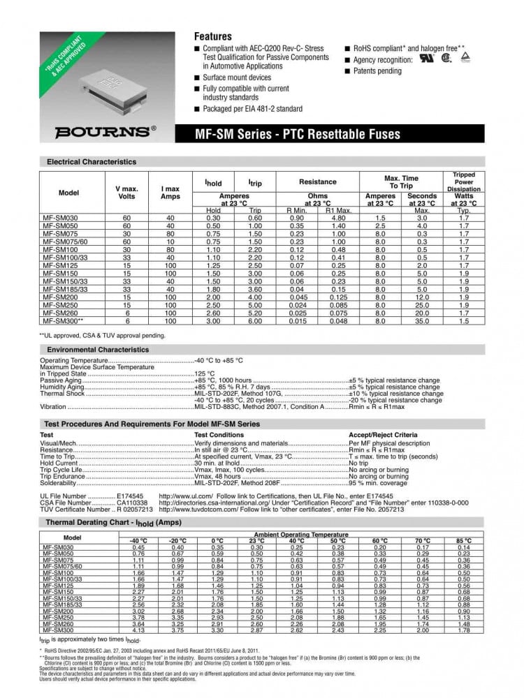 BOURNS MF-SM series datasheet page 1