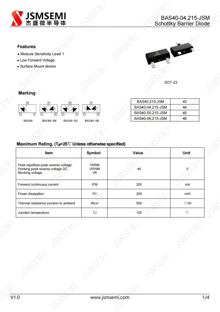 BAS40-04,215-JSM datasheet page 1