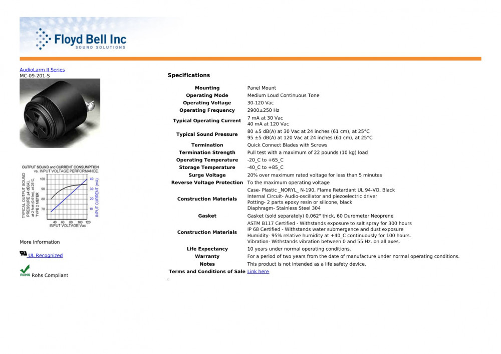 MC-09-201-S AudioLarm II technical document page 1