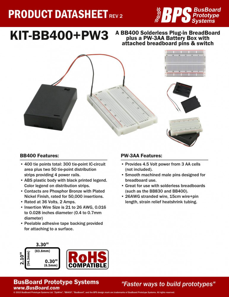 KIT-BB400+PW3 product documentation image, page 1